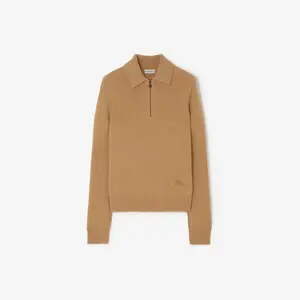 Burberry Long-sleeve Cashmere Polo Shirt - Butterscotch Brown