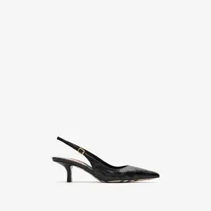Burberry Crocodile-effect Leather Dame Slingback Pumps - Black