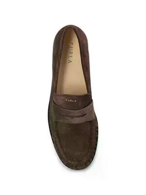 Furla Suede-finish Penny-strap Ballet Flats