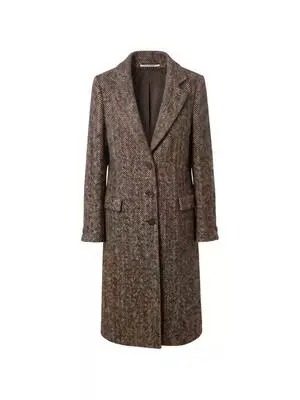 Tagliatore Herringbone-pattern Wool Coat - Brown