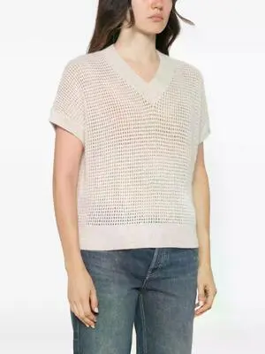 Peserico Sequin-embellished Open-knit Top