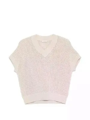 Peserico Sequin-embellished Open-knit Top - Neutrals