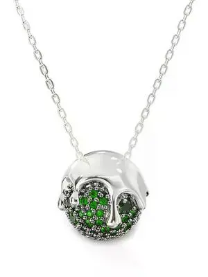 SAPFIRA Sterling Pendant Necklace With Pavé-set Chrome Diopside - Silver