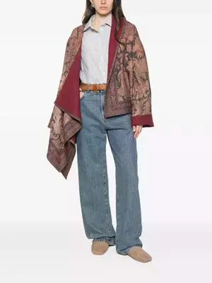 PIERRE-LOUIS MASCIA Floral Print Asymmetric Cape - Brown