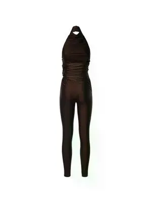 Andamane Tatiana Draped Halterneck Jumpsuit - Brown