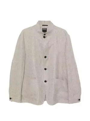 Zegna Button-up Linen Jacket - Neutrals