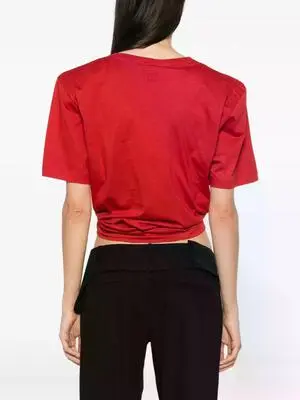 Magda Butrym Cropped T-shirt With Rosette Detail - Red