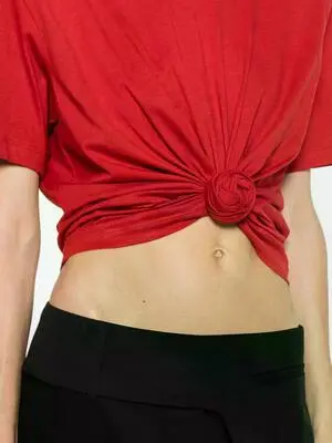 Magda Butrym Cropped T-shirt With Rosette Detail - Red