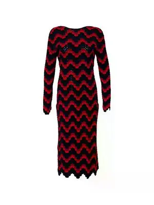 Escvdo Ursula Wave-pattern Crochet Maxi Dress - Red