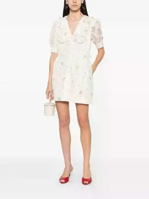 Alessandra Rich Floral-print Mini Dress - Neutrals