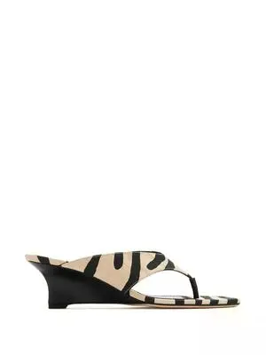 STUART WEITZMAN Zebra-print Wedge Sandals - Neutrals
