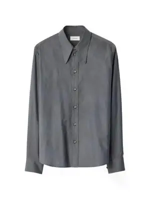 LEMAIRE Pointed-collar Shirt In Washed Cotton-silk - Grey