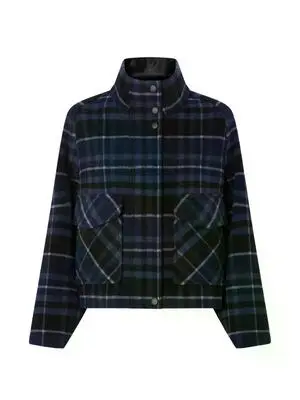 Pinko Checked Cropped Coat - Blue