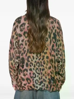 R13 Leopard-print Distressed Cardigan
