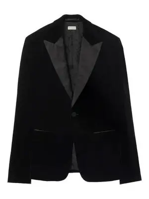 Burberry Peaked Lapels Velvet Tuxedo Jacket - Black
