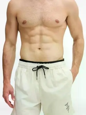 TRUSSARDI Logo-print Drawstring Swim Shorts - Neutrals