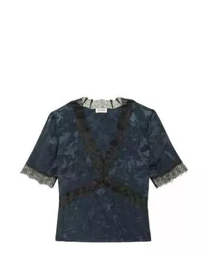 Zadig&Voltaire Lace-trim Jacquard Top - Blue