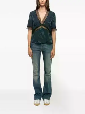 Zadig&Voltaire Lace-trim Jacquard Top - Blue