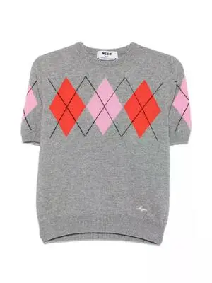 MSGM Argyle-pattern Short-sleeve T-shirt