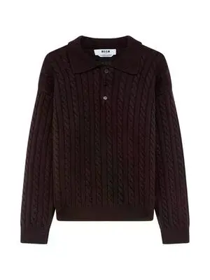 MSGM Cable-knit Polo Shirt - Brown