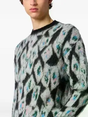 MSGM Geometric-pattern Mohair-blend Sweater