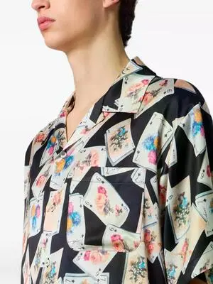 MSGM Playing Card-print Camp-collar Shirt