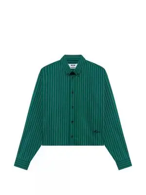 MSGM Pinstripe-pattern Cropped Shirt - Green