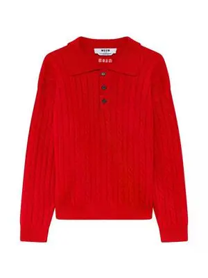 MSGM Cable-knit Polo Shirt - Red
