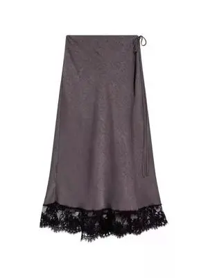 MSGM Lace-trim Wrap Midi Skirt - Grey
