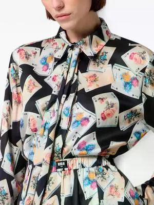 MSGM Playing-card-print Pussy-bow Blouse