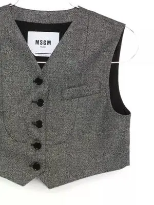 MSGM Cropped Button-up Waistcoat - Grey