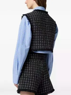 MSGM Bouclé Frayed Jacket - Black