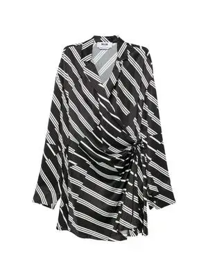 MSGM Striped Wrap Mini Dress