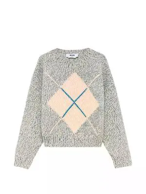 MSGM Argyle-pattern Sweater - Grey