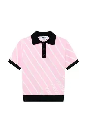 MSGM Diagonal-stripe Polo Shirt - Pink