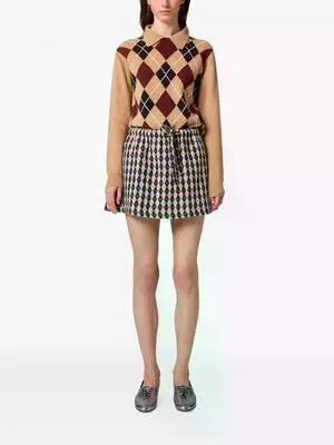 MSGM Argyle-pattern Drawstring Mini Skirt