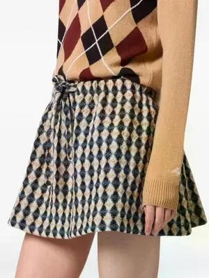 MSGM Argyle-pattern Drawstring Mini Skirt