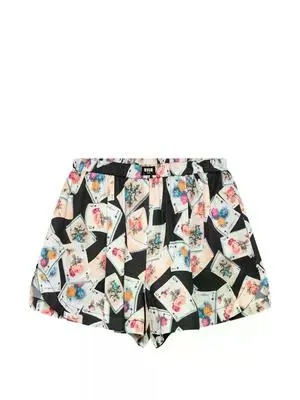 MSGM Playing-card-print Shorts - Black