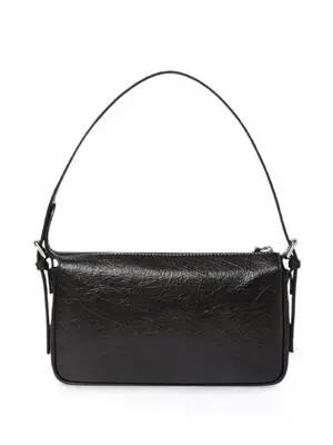 Fendi Small Zip Top Crinkled-leather Shoulder Bag - Black
