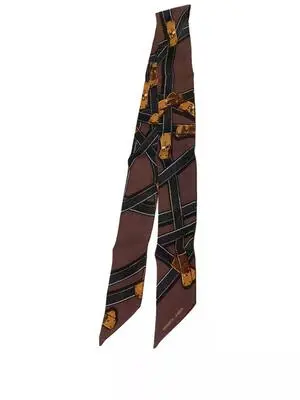 Hermès 2011 Tres Kelly Silk Twilly Scarf Scarves - Brown