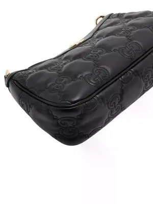 Gucci Matelassé Gg Small Leather Satchel - Black