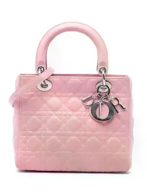Dior 2007 Medium Lambskin Cannage Lady Satchel - Pink