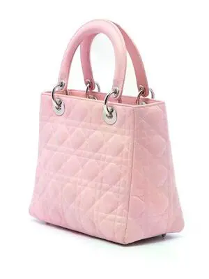 Dior 2007 Medium Lambskin Cannage Lady Satchel - Pink
