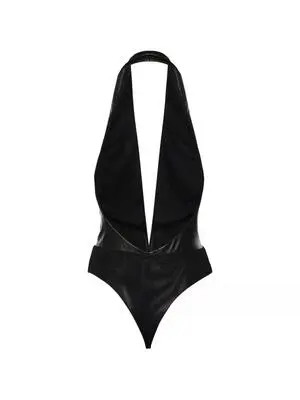 Andamane Halterneck Plunging Bodysuit - Black