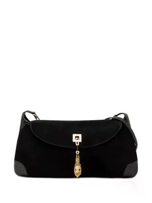 Gucci 2000-2015 Suede Tiger Head Shoulder Bag - Black
