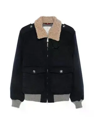 Brunello Cucinelli Shearling-collar Bomber Jacket - Blue