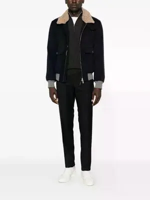 Brunello Cucinelli Shearling-collar Bomber Jacket - Blue