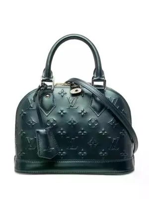 LOUIS VUITTON 2021-2026 Monogram Debossed Metallic Calfskin Alma Bb Satchel - Green