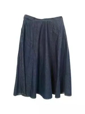Gucci 2010s Flared Midi Denim Skirt - Blue