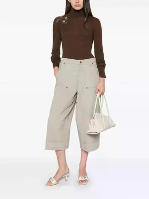 Ermanno Scervino Fine Knit Lace-panelled Roll-neck Sweater - Brown